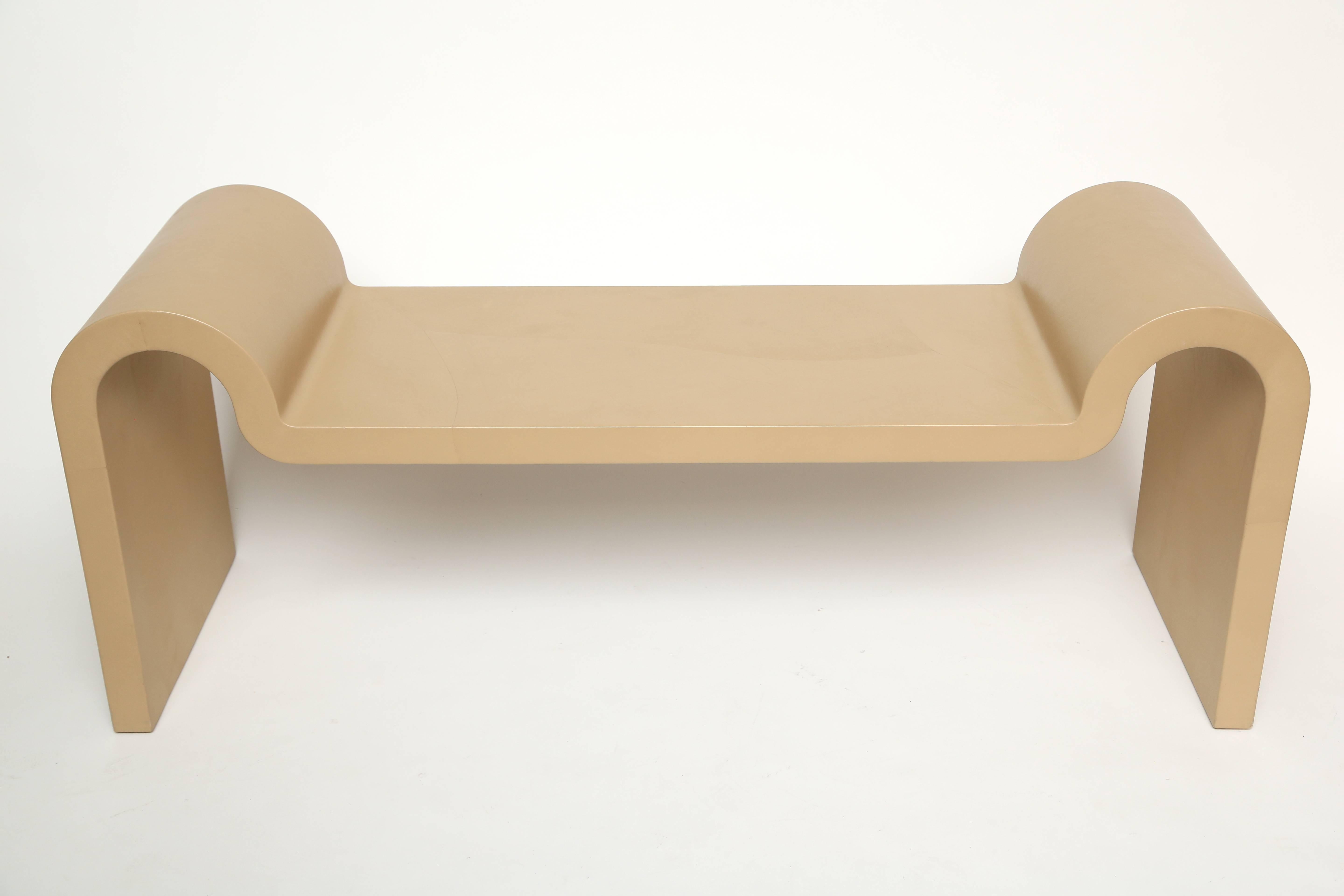 Karl Springer Leather Sculpture Bench at 1stDibs | karl springer bench