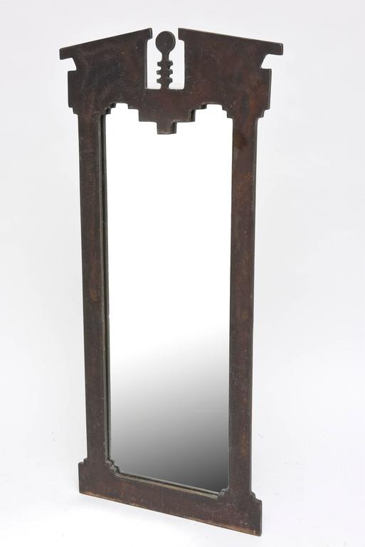 Hand-Forged and Cut Steel Console and Mirror For Sale at 1stDibs