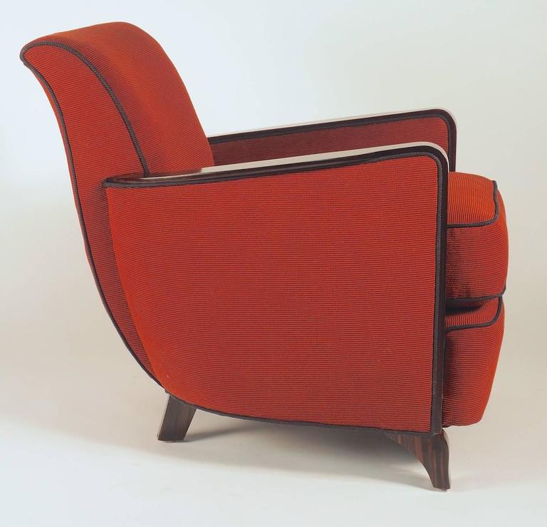 Rene Prou Pair of Macassar Ebony Club Chairs For Sale at 1stDibs