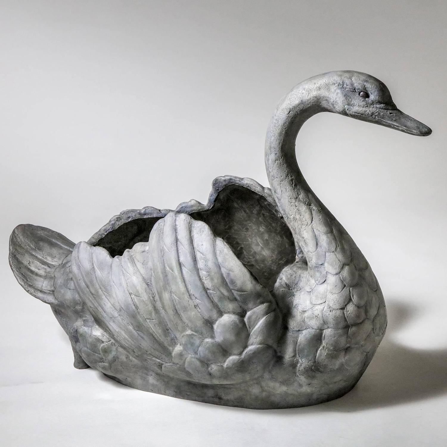 Pair of Swan Planters at 1stdibs
