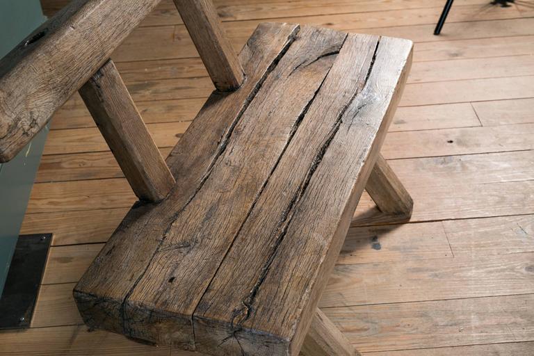 Chunky Rustic Wooden Bench with Back, circa 1920 at 1stDibs | rustic ...