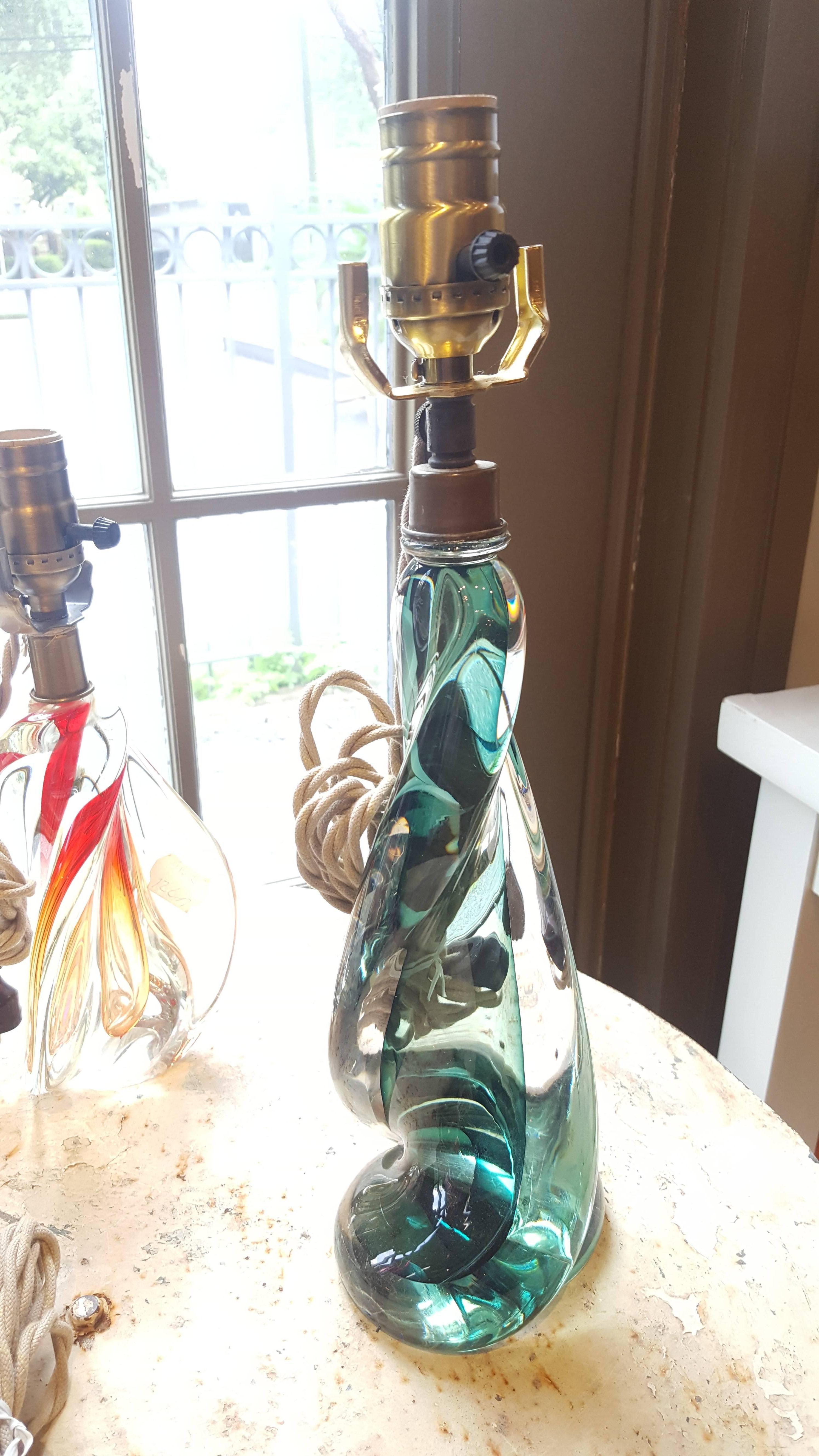 Collection of Colorful Val St. Lambert Table Lamps from Belgium, circa ...