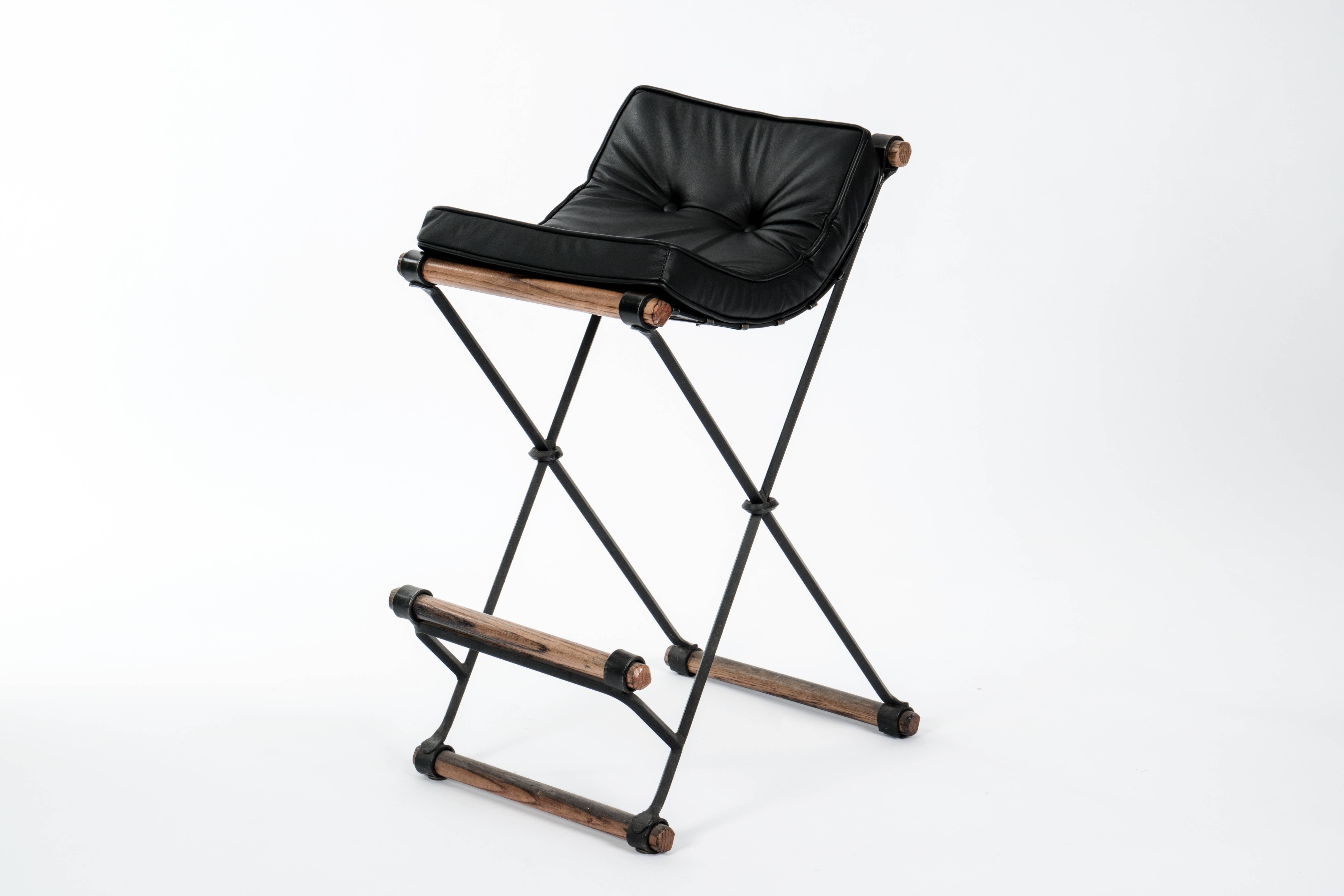 Cleo Baldon Set of Four Campaign Bar Stools at 1stDibs
