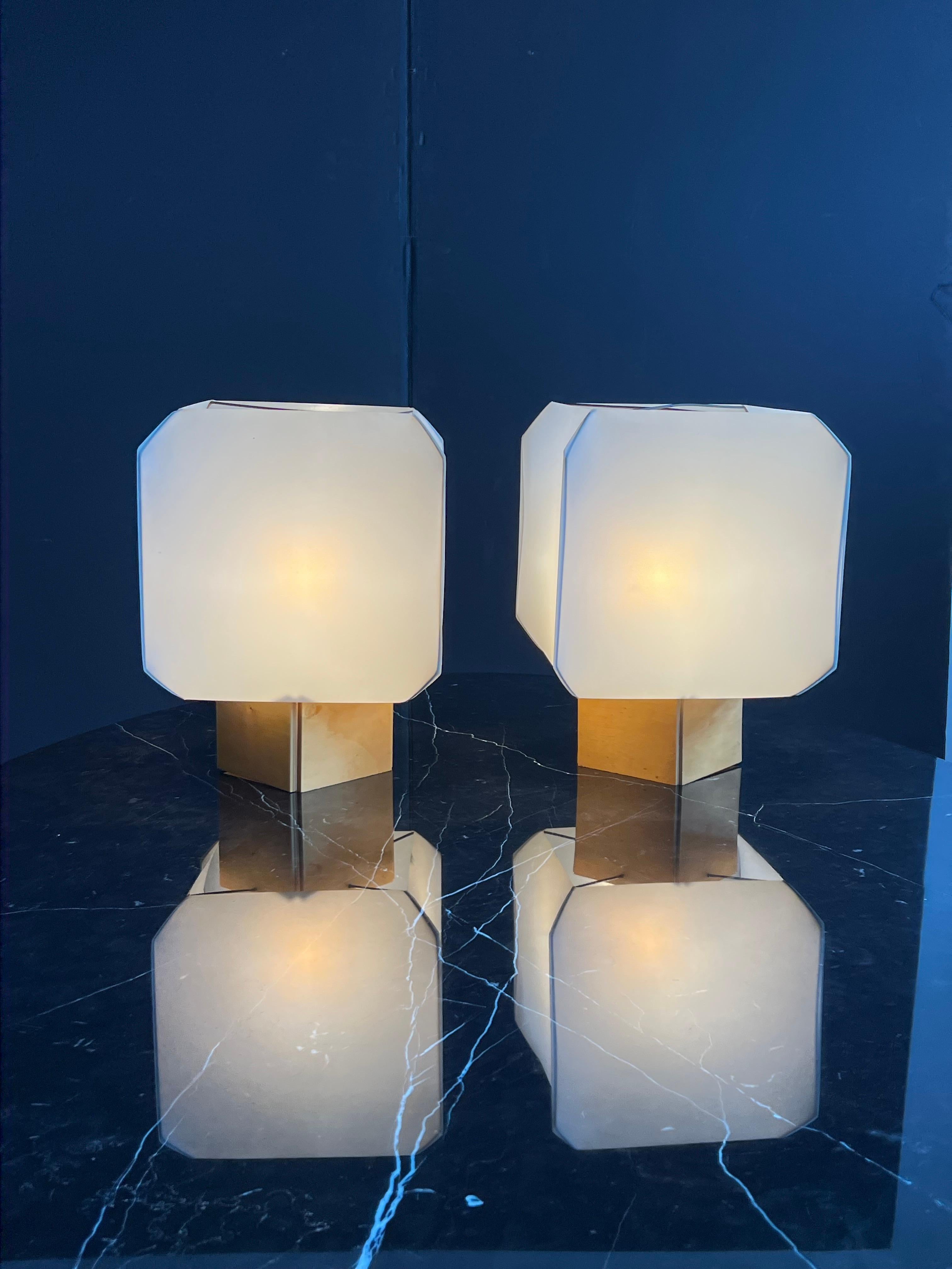 Pair of Bruno Munari Table Lamps for Danese, Italy at 1stDibs