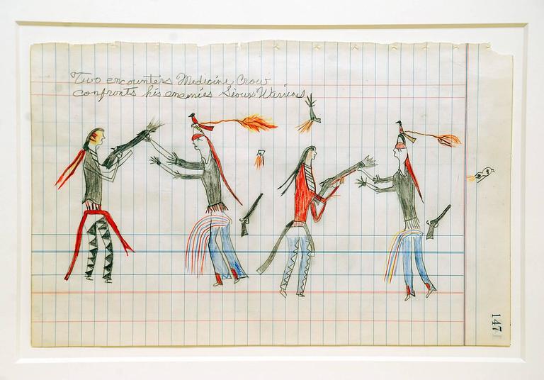 Rare Early 20th Century Crow Ledger Drawing Medicine Crow or Sioux ...