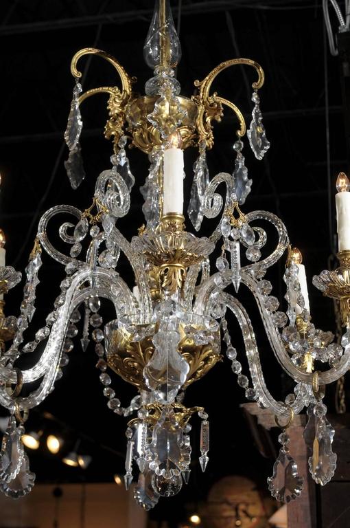 French Rococo Style Six-Light Crystal Chandelier with Gilt Bronze ...