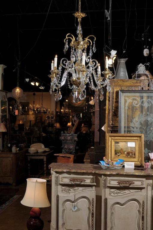 French Rococo Style Six-Light Crystal Chandelier with Gilt Bronze ...