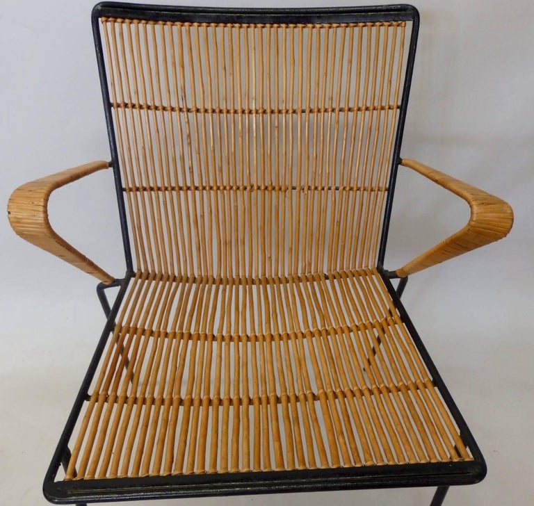 Wrought Iron Frame Franco Albini Style Rattan Chair at 1stDibs