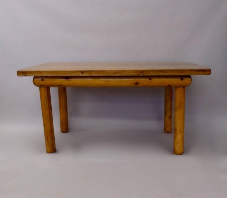 Knotty Pine Rustic Adirondack Cabin, Ranch or Cottage Dining Table with Benches For Sale at 1stDibs