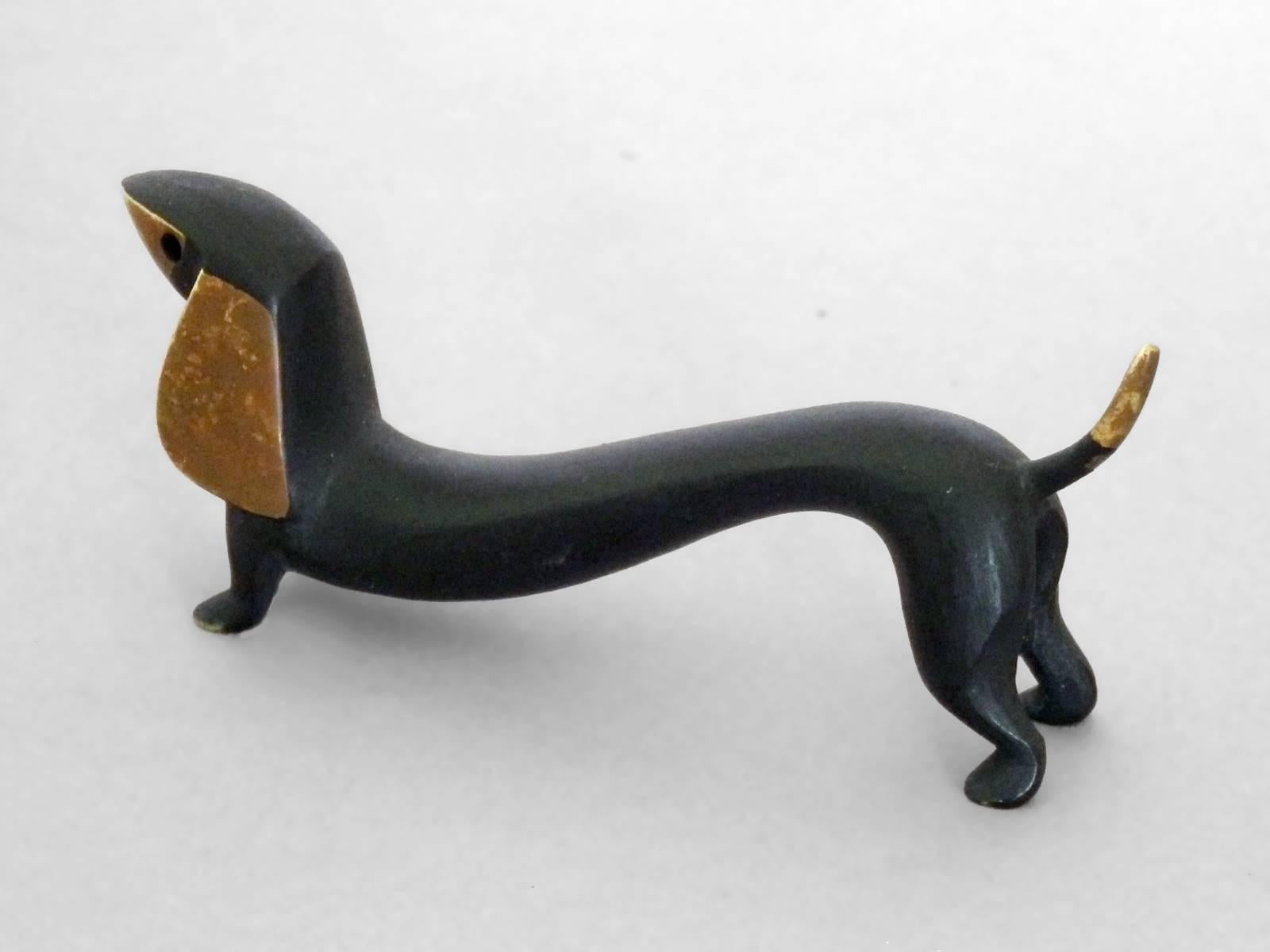 Nicely Cast Bronze Mini Dachshund Sculpture at 1stDibs
