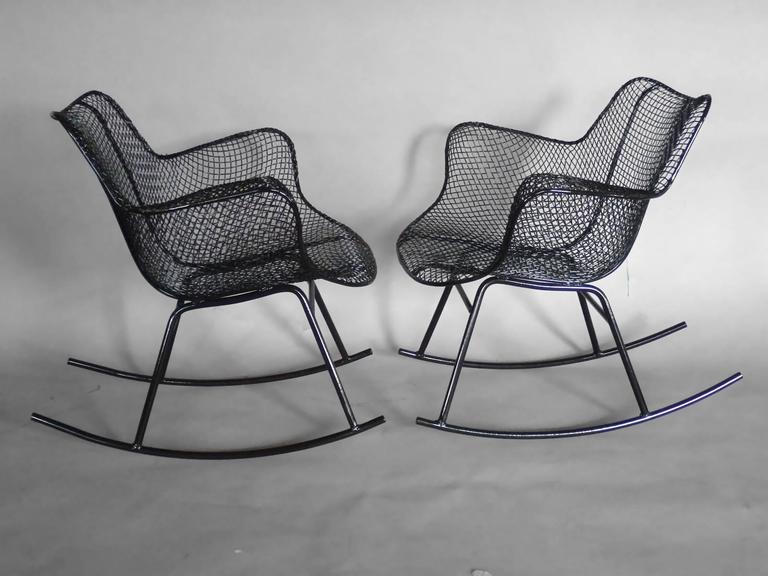 Pair of Woodard Wrought Iron Rocking Chairs at 1stDibs