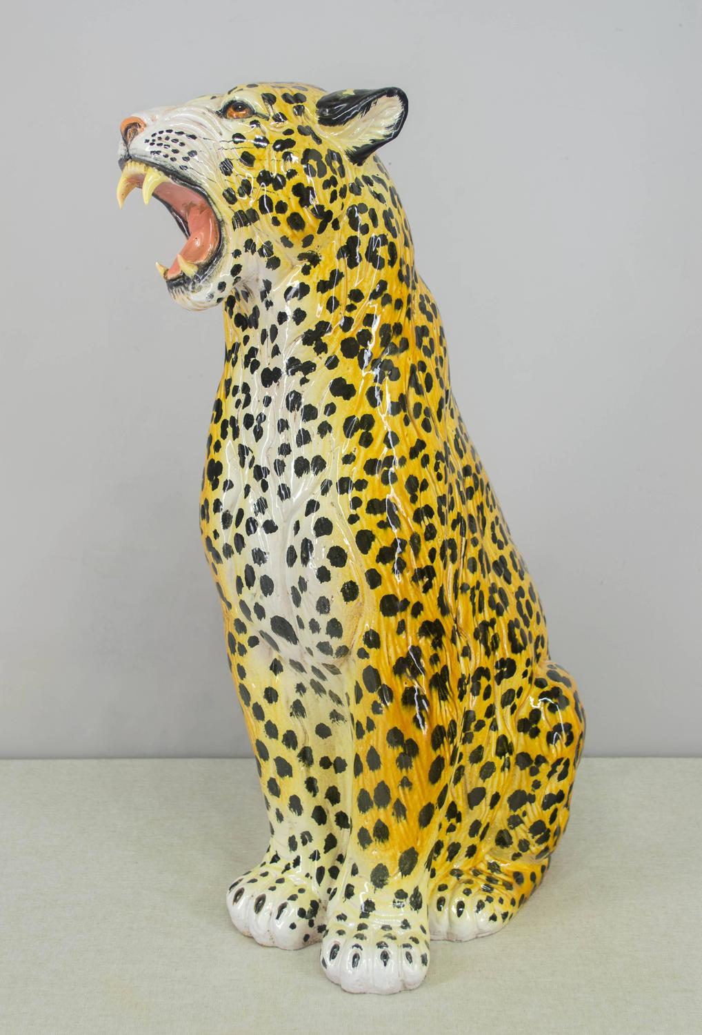 Italian Ceramic Leopard For Sale at 1stdibs