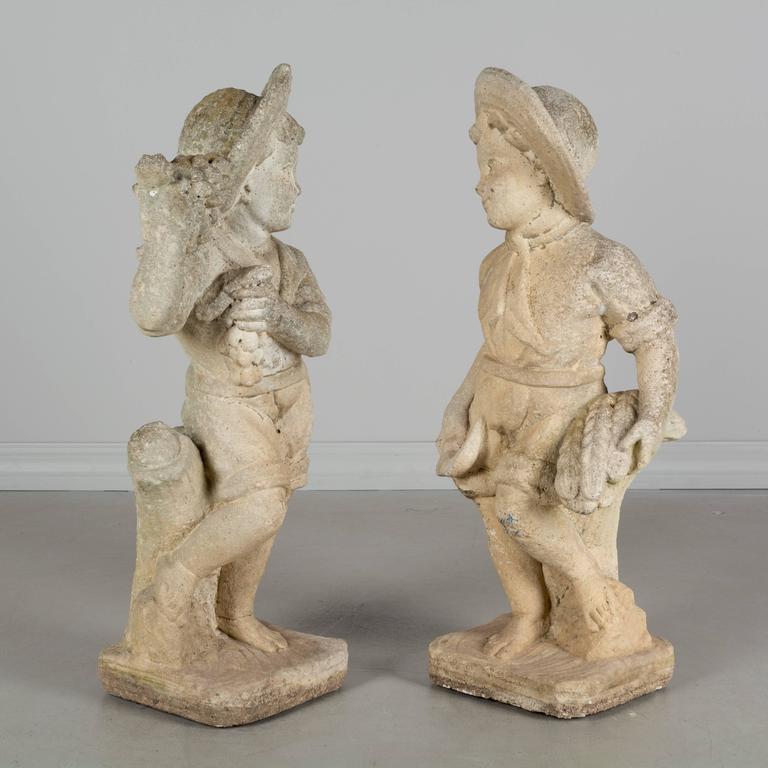 Pair of Italian Cast Stone Garden Statues For Sale at 1stDibs | italian ...