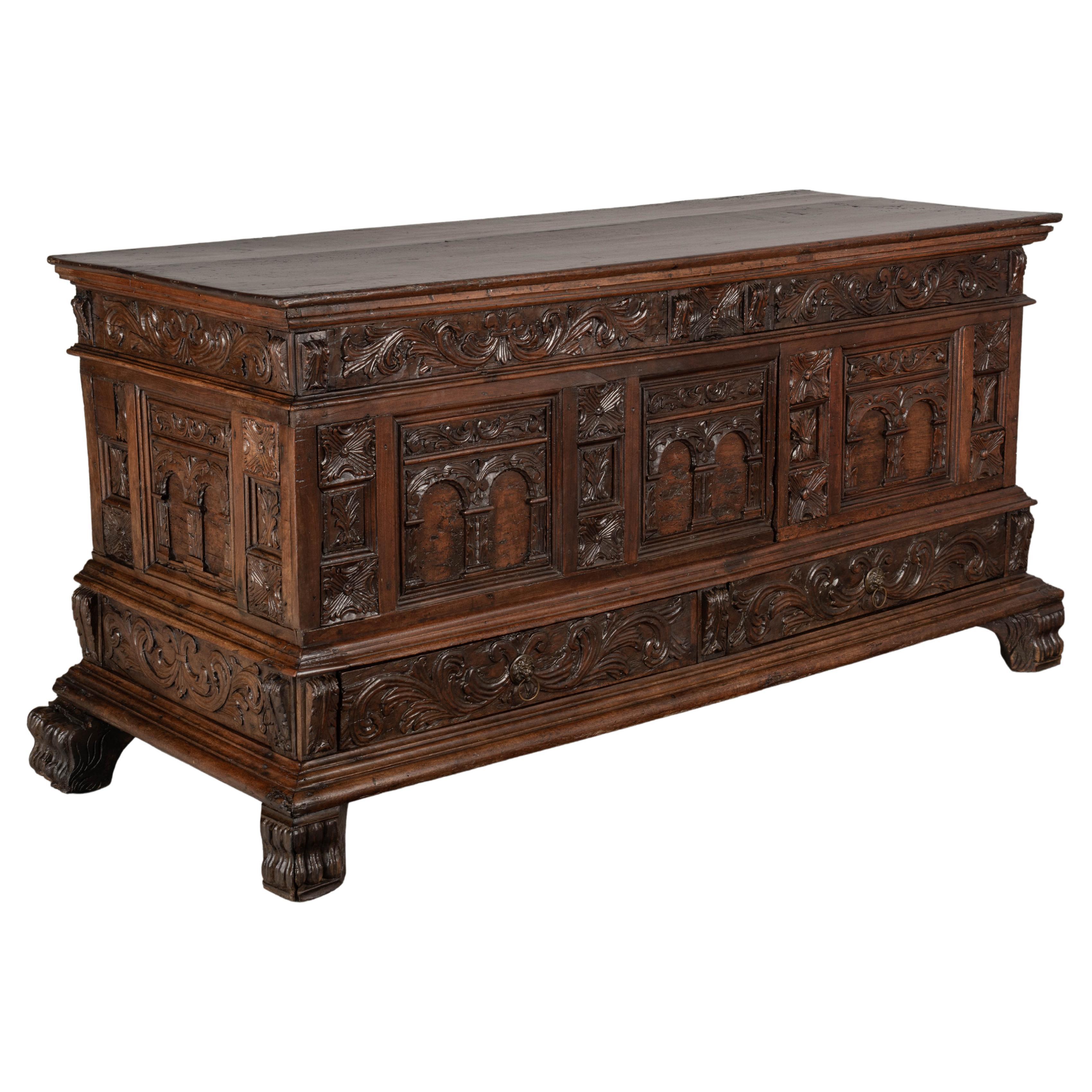 19th Century Italian Baroque Carved Cassone at 1stDibs