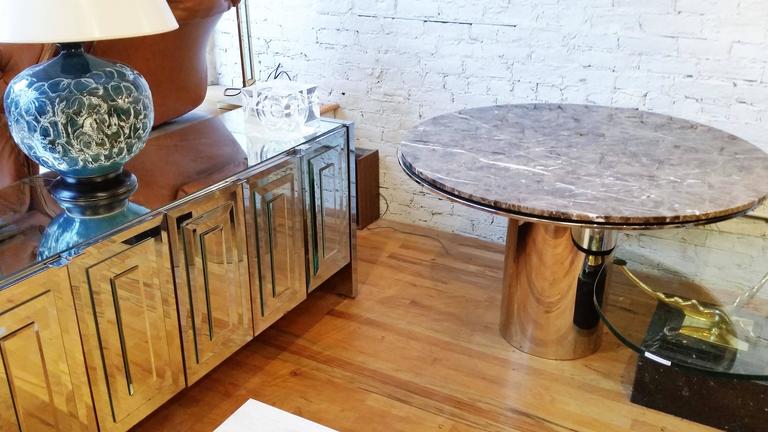 Round Chrome and Marble Dining Table by Brueton at 1stDibs