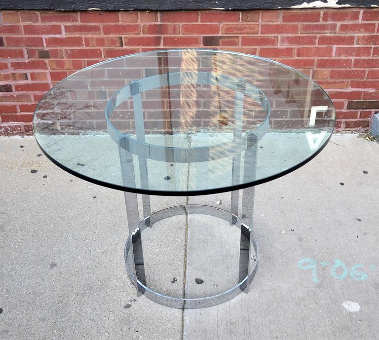 Chrome and Glass Round Dining Table by Tri-Mark at 1stDibs