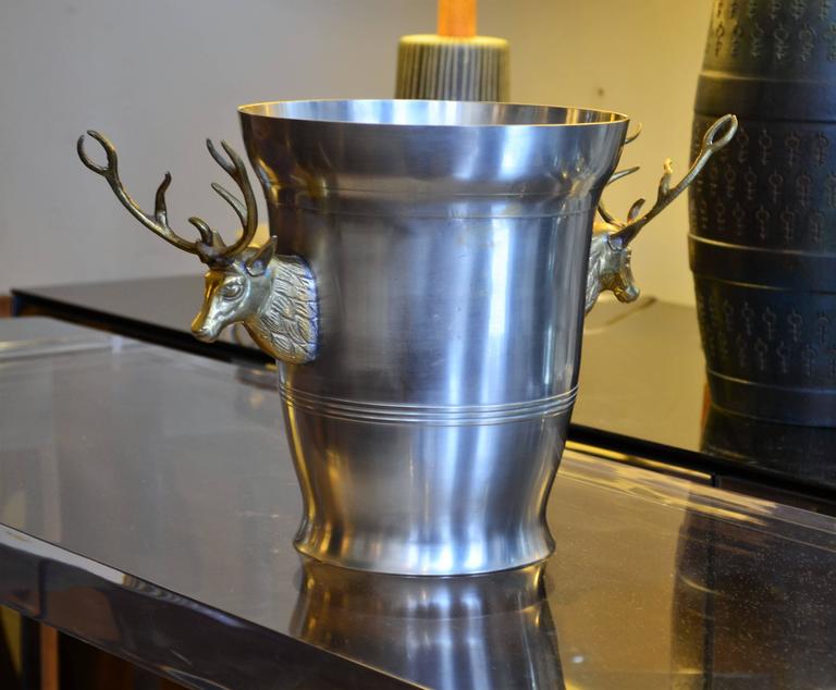Pewter Ice Bucket with Brass Stag Head Side Mounts at 1stDibs | stag ...