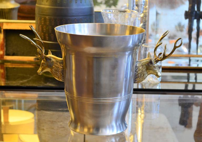 Pewter Ice Bucket with Brass Stag Head Side Mounts at 1stDibs | stag ...