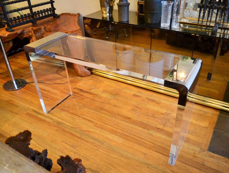 Exceptional Thick Lucite Waterfall Console Table at 1stDibs