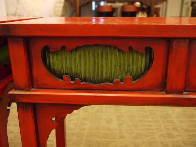 Pair of Japanese Red Lacquer Side Tables For Sale at 1stDibs