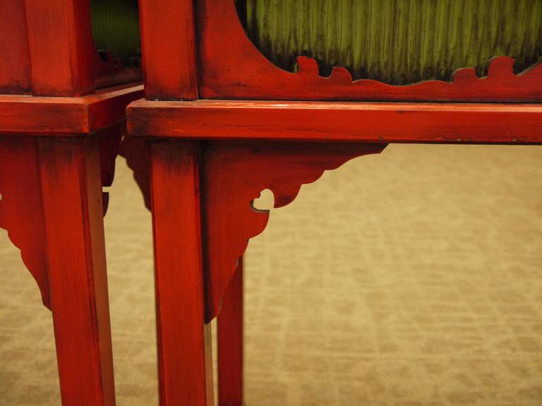 Pair of Japanese Red Lacquer Side Tables For Sale at 1stDibs