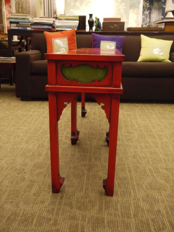 Pair of Japanese Red Lacquer Side Tables For Sale at 1stDibs