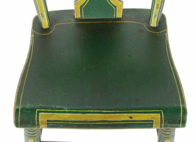 Set of Six, Green, Plant-Seated, Lyre Back, Pennsylvania Chairs For ...