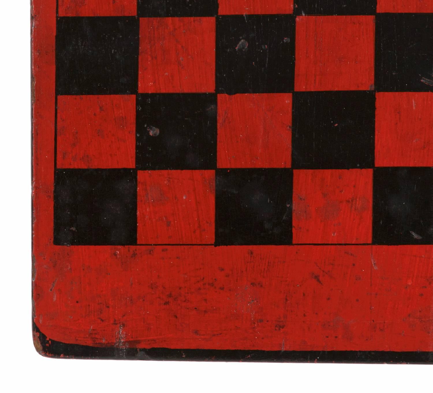 American Checker Board with Great Polychrome Painted Surface at 1stDibs