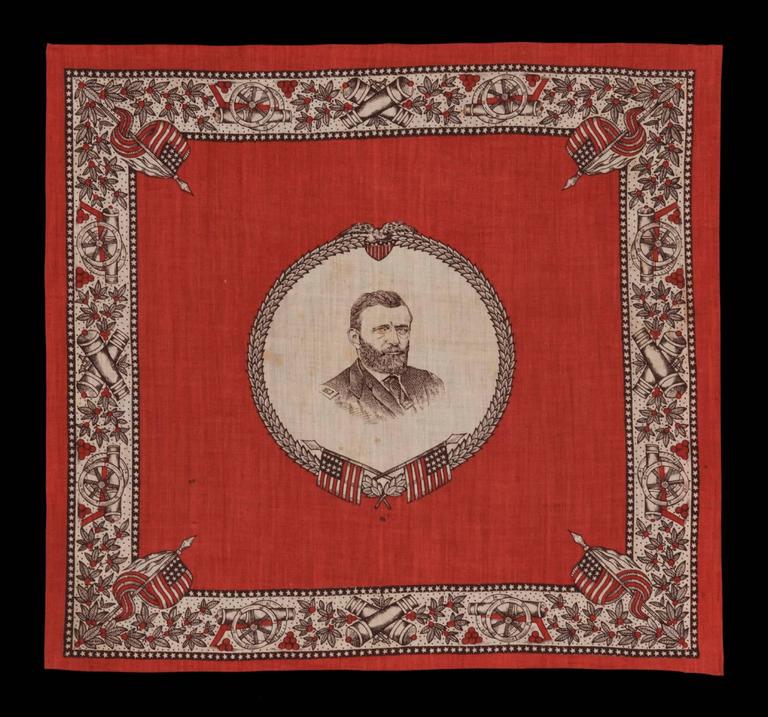 Printed Cotton Kerchief with a Portrait of Ulysses S. Grant at 1stDibs
