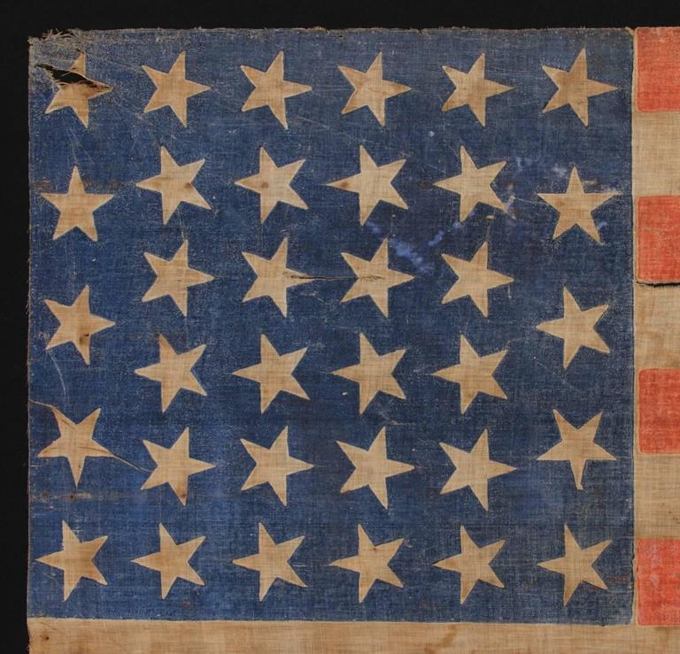 34 Star Parade Flag with Endearing Wear from Obvious Extended Use at ...