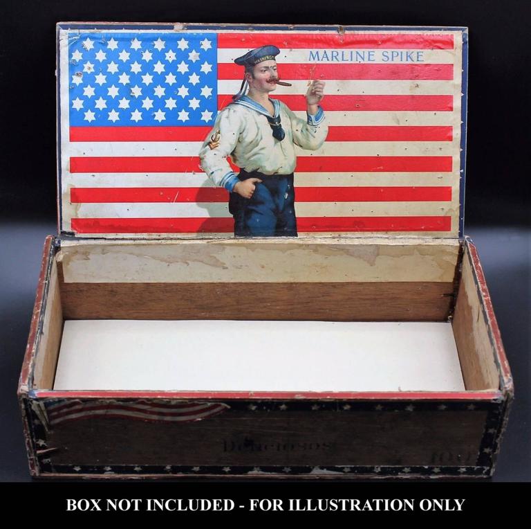 Antique American Flag Cigar Label with Sailor and 42 Six-Pointed Stars ...