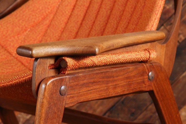 Rare Jerry Johnson Midcentury Walnut Rocking Chair at 1stDibs