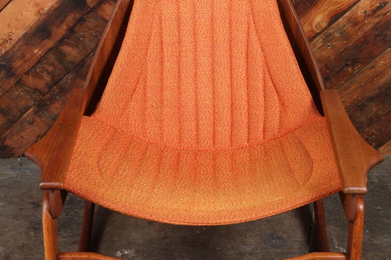 Rare Jerry Johnson Midcentury Walnut Rocking Chair at 1stDibs