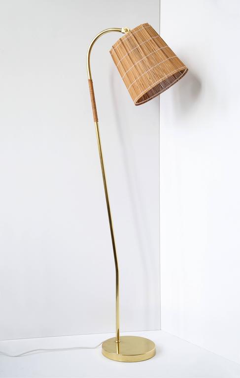Paavo Tynell Floor Lamp with Cane Wrapped Stem, Idman Oy, 1950s at ...