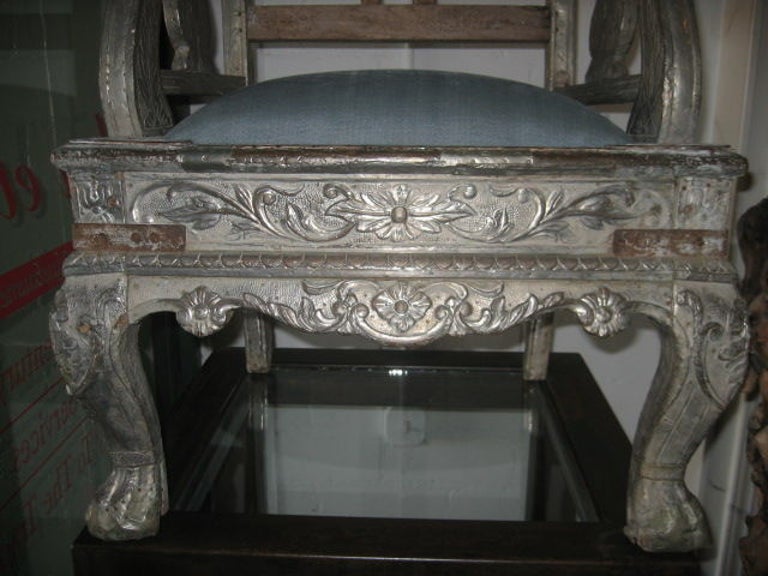 Indian Raj Chairs with Silver Repousse Overlay For Sale at 1stDibs