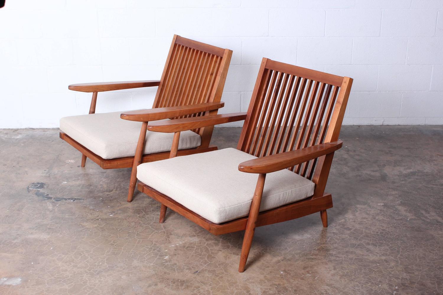 Pair of Spindle Back Lounge Chair by George Nakashima For Sale at 1stdibs