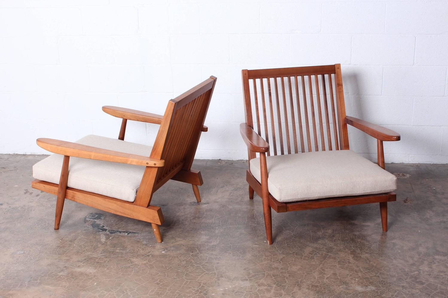 Pair of Spindle Back Lounge Chair by George Nakashima For Sale at 1stdibs