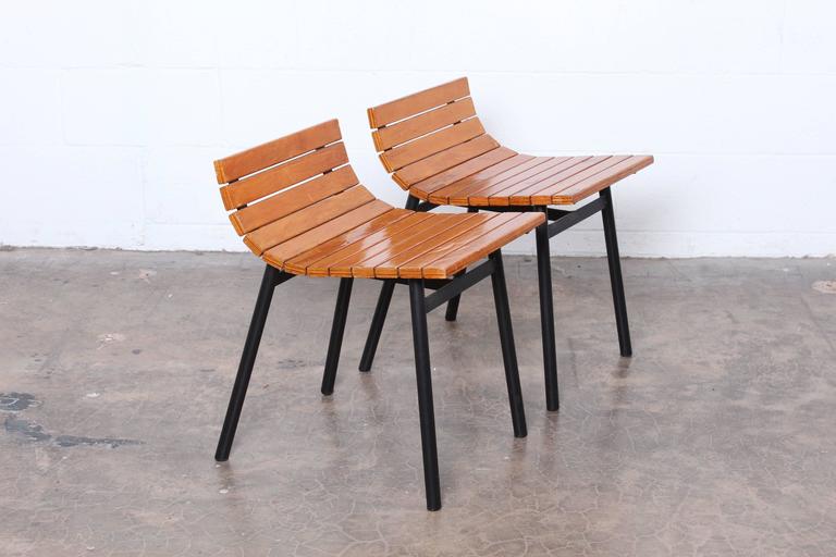 Pair of Slat Stools by Vista of California For Sale at 1stDibs