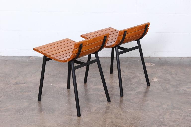 Pair of Slat Stools by Vista of California For Sale at 1stDibs