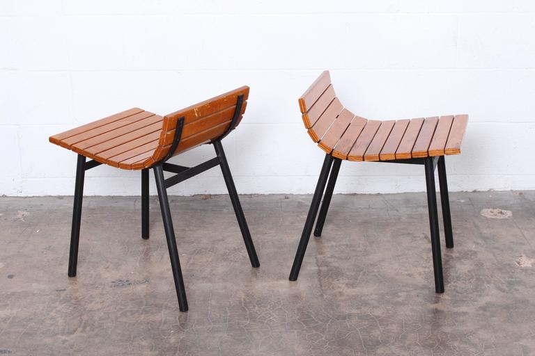 Pair of Slat Stools by Vista of California For Sale at 1stDibs