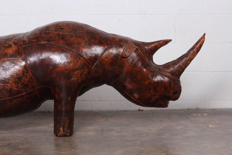 Large Leather Rhino Bench by Dimitri Omersa for Abercrombie and Fitch ...