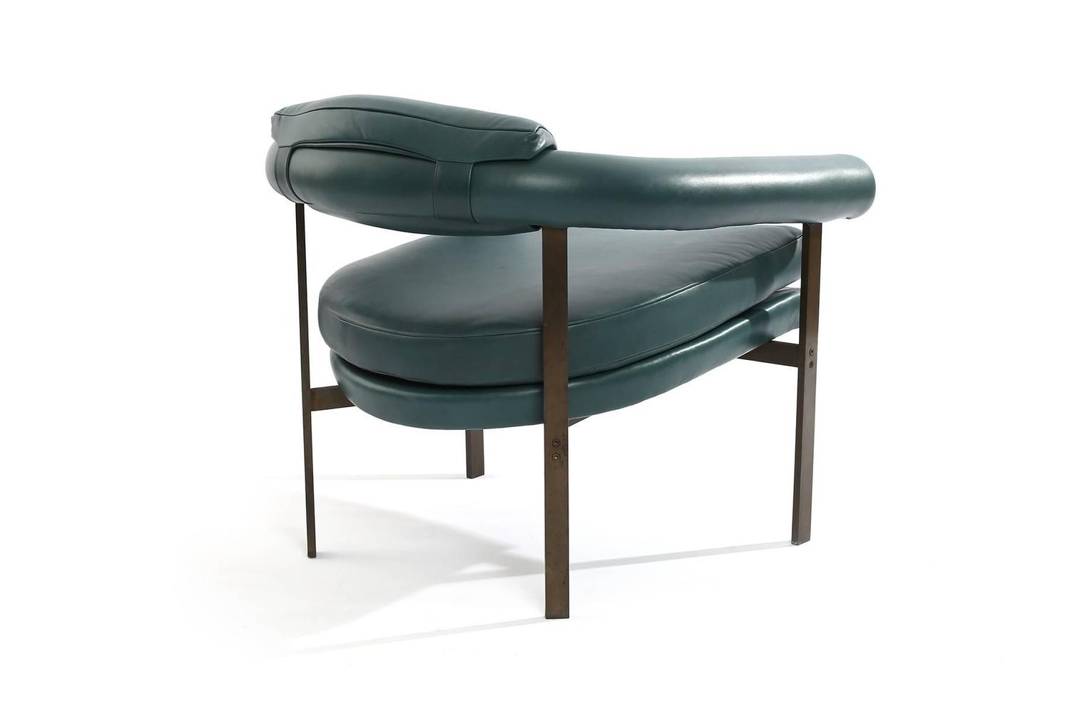 Bronze and Leather Lounge Chairs by Metropolitan For Sale at 1stdibs