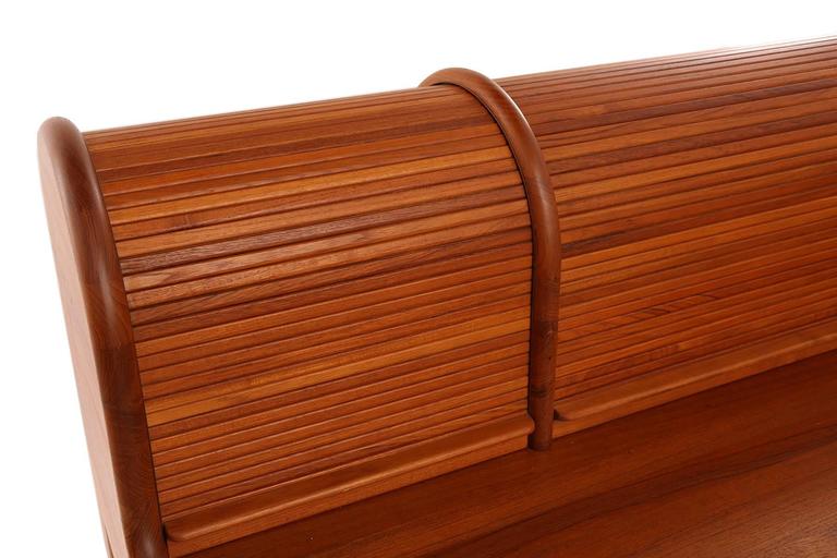 Solid Teak Danish Roll Top Desk at 1stDibs