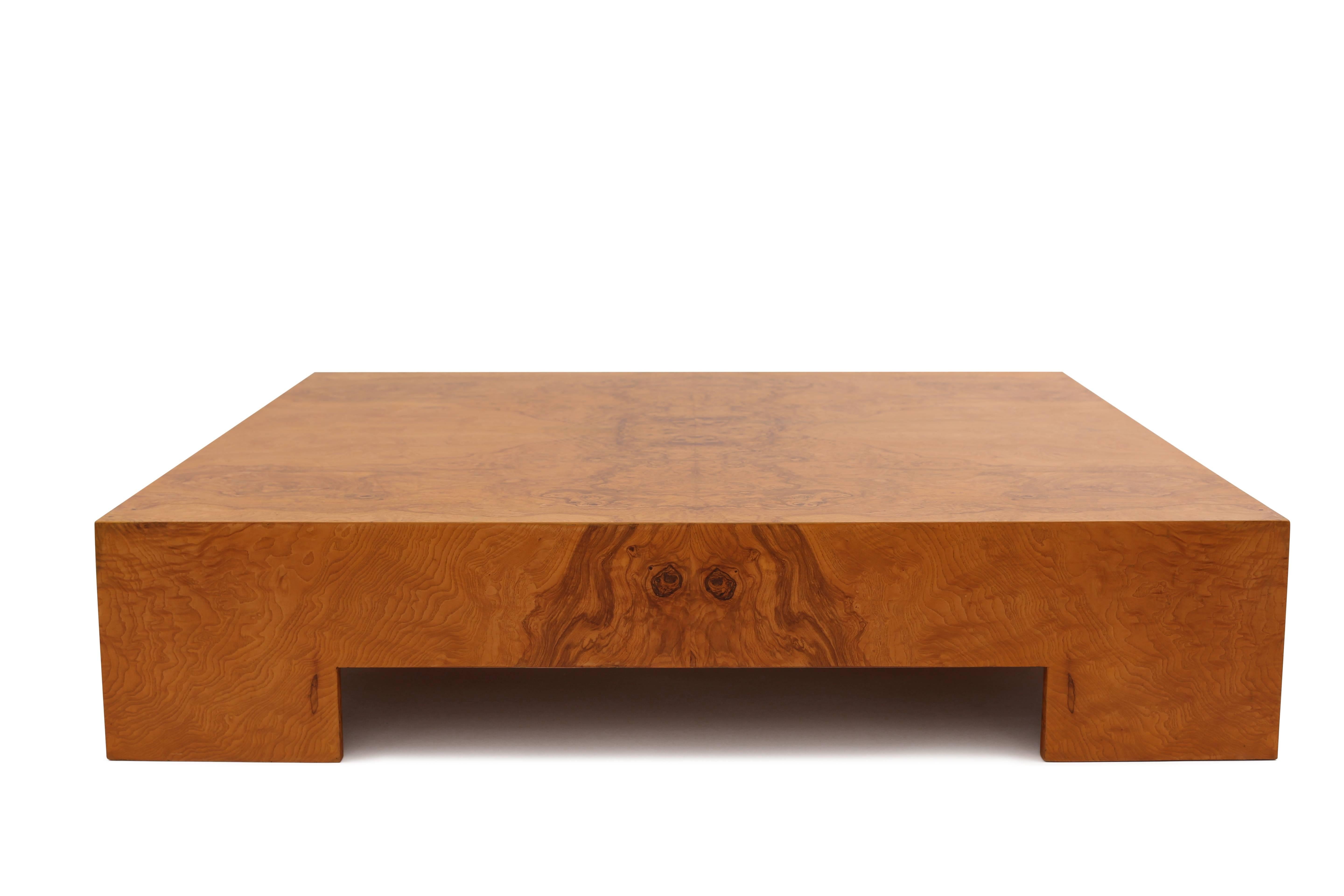 Milo Baughman Square Burl Cocktail Table at 1stDibs