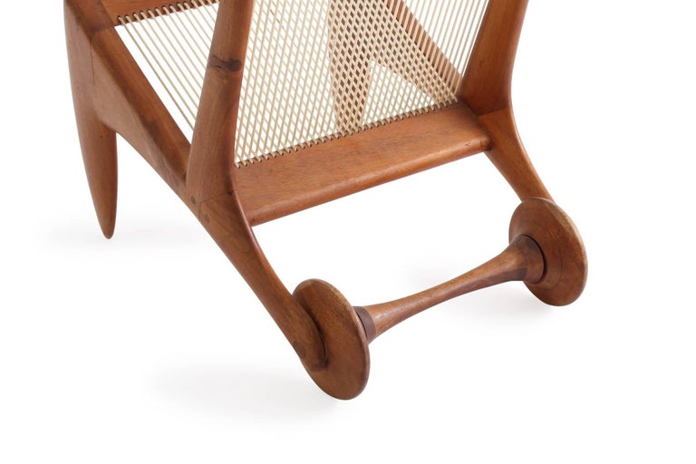 Allen Ditson One-Off 1950s Magazine Holder in Walnut and Cord For Sale ...