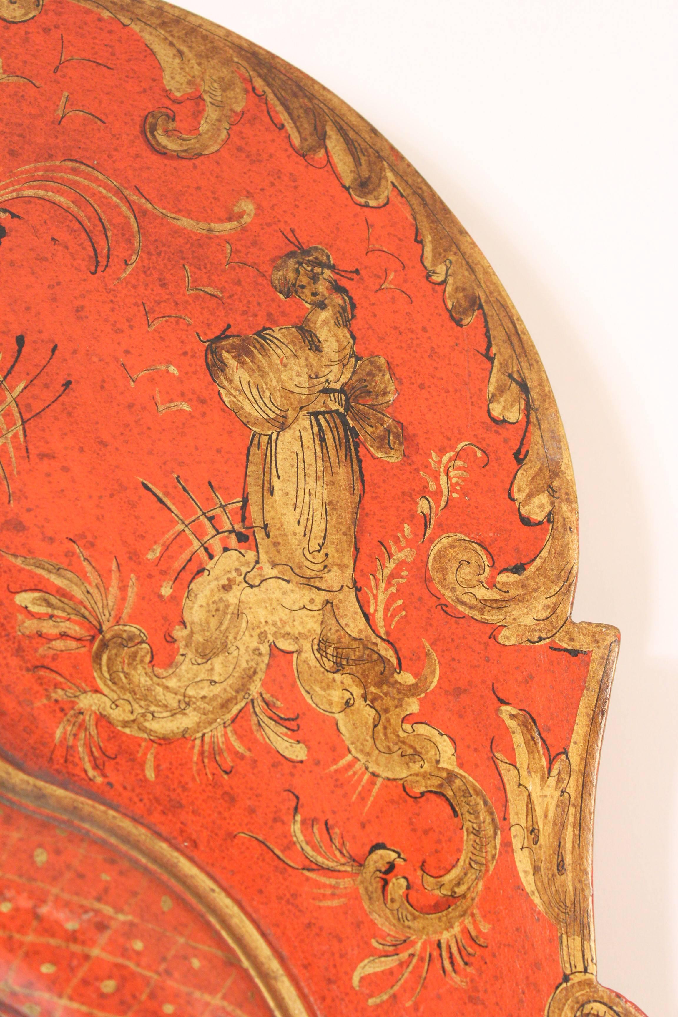 Matched Pair of Red Chinoiserie Decorated Mirrors at 1stDibs