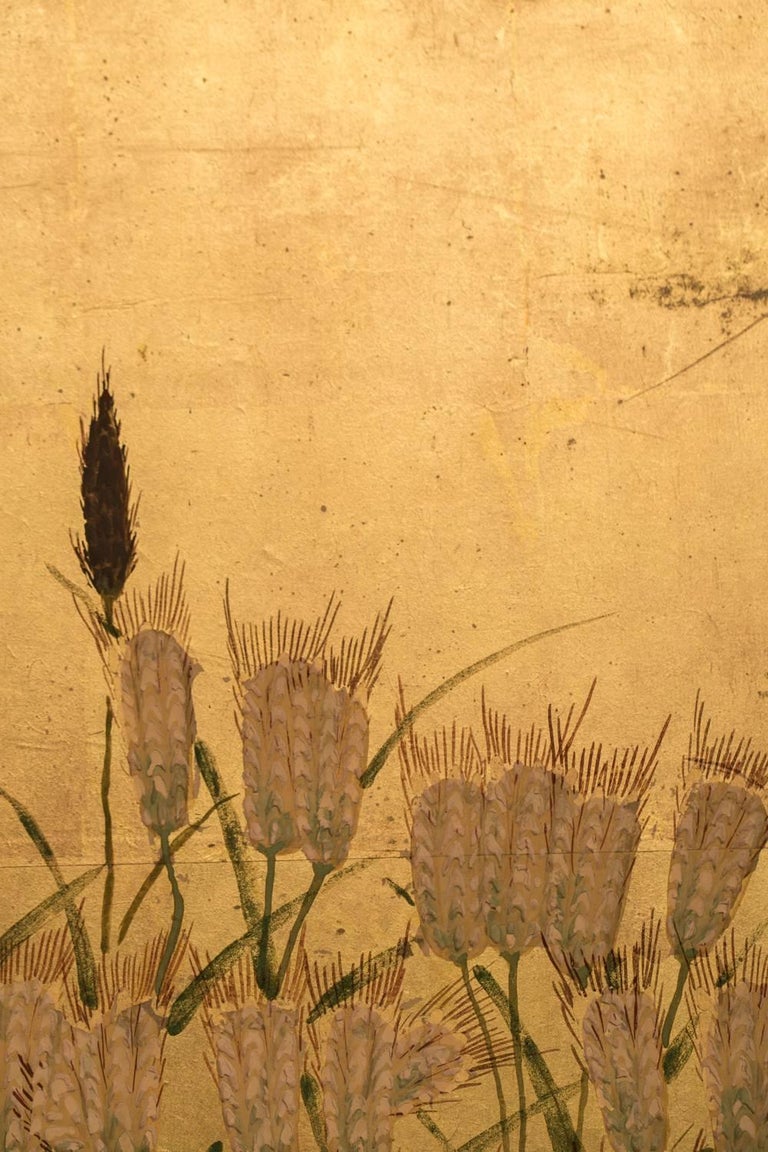 Japanese Six Panel Screen Field of Wheat by River's Edge For Sale at ...