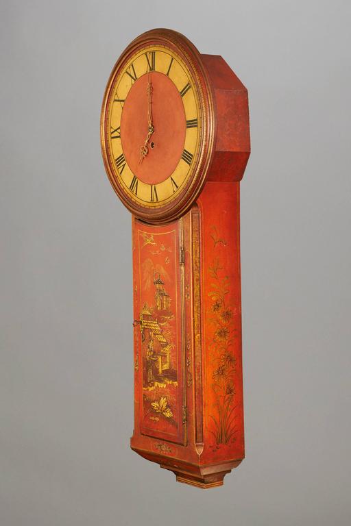 English Red Japanned Act of Parliament Clock at 1stDibs