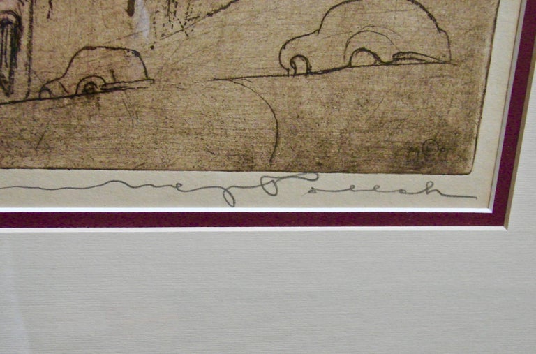 Max Pollack (1876-1970) Colored Etching of California Street in San ...