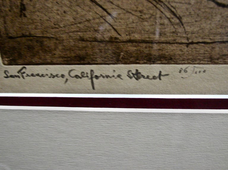 Max Pollack (1876-1970) Colored Etching of California Street in San ...